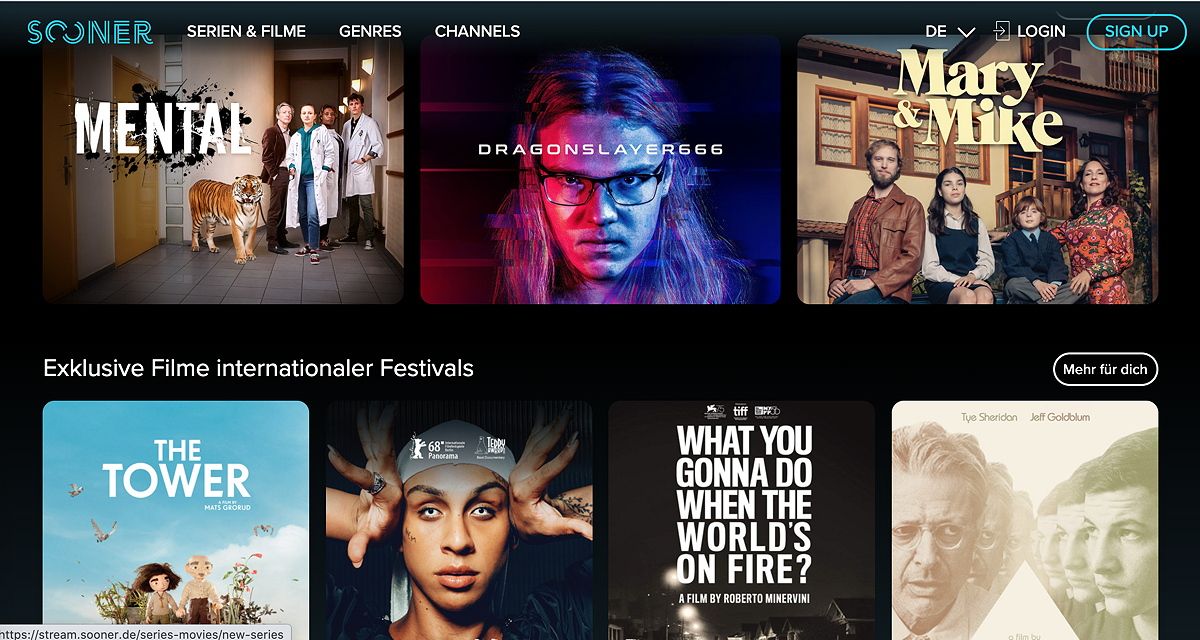 Streamingplattform Sooner sucht "jenseits des Mainstreams" Platz neben ...
