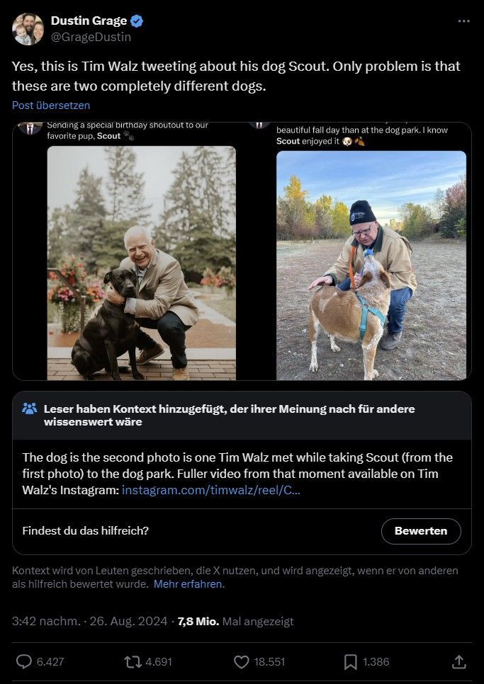 Die absurde Maga-Verschwörungserzählung über den Hund von Tim Walz ...