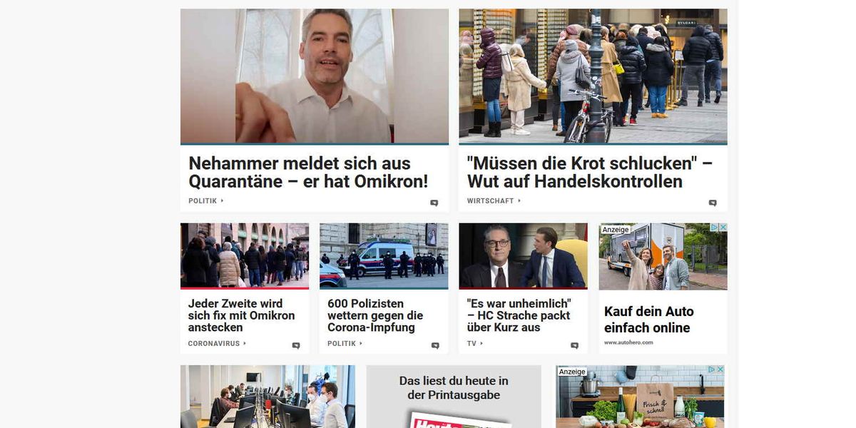 "Heute.at" nach technischen Problemen wieder online - Medien ...