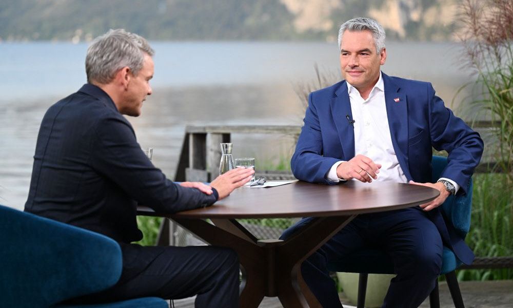 Weniger als bei Kickl und Babler: 737.000 sahen ORF-"Sommergespräch" mit Kanzler Nehammer - ORF ...