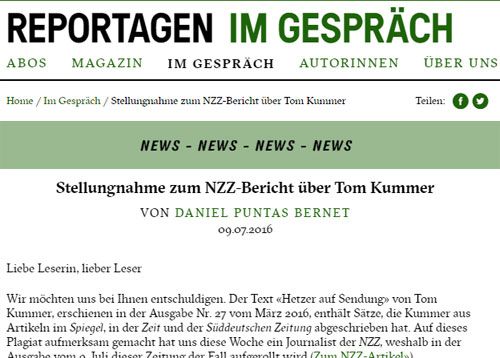 Nicht erfunden: Tom Kummer unter Plagiatsverdacht - Medien ...