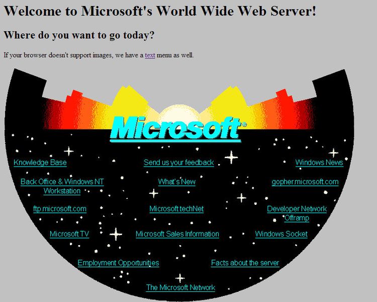 So sah Microsofts erste Webseite aus - Webmix - derStandard.at › Web